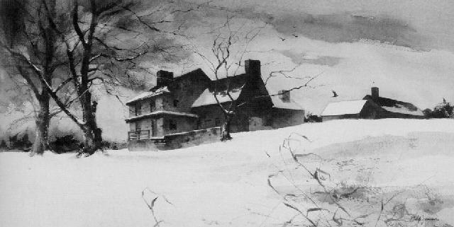 Winter landscape with a stone farmhouse by Philip Jamison on artnet
