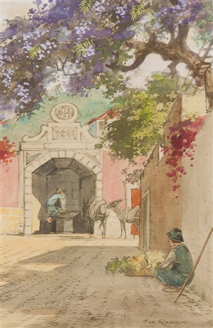 Vista da Madeira com fonte figuras e animais by Max Romer on artnet