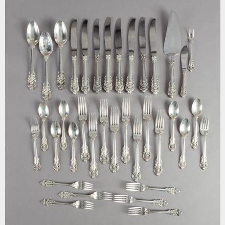 38 Pcs. Wallace Grande Baroque sterling silver flatware, by R. Wallace ...