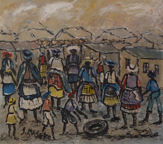 Township scene by Joe Maseko on artnet