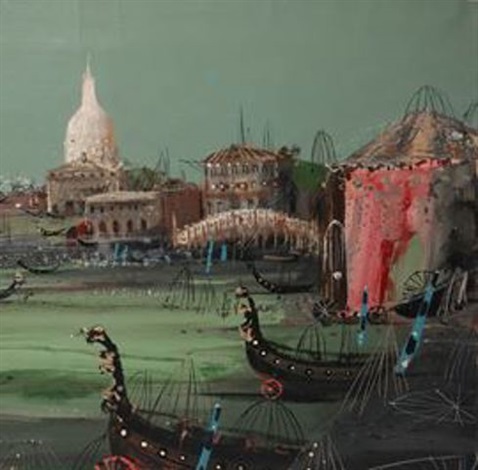 Venice, with gondolas and architecture by Jean Calogero on artnet