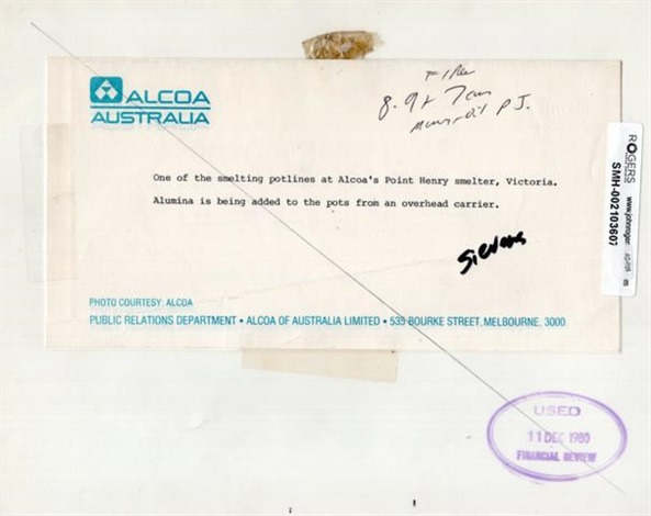 One of the smelting potlines at Alcoas Point Henry smelter, Victoria by ...