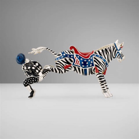 Circus clown and zebra by Gene Moore on artnet