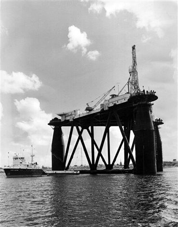 The Sedco 135E offshore drilling rig as it sits in 38 feet of water ...