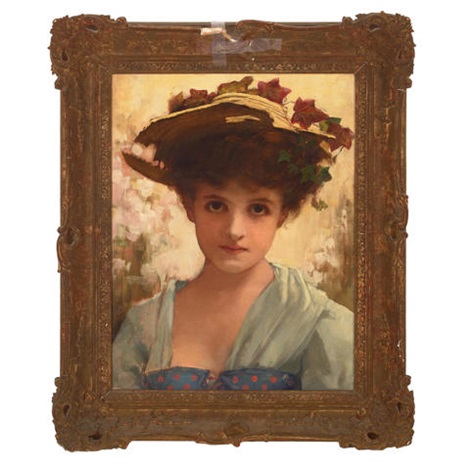 A portrait of a girl in a hat by Vittorio Matteo Corcos on artnet