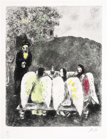 Abraham and the three angels from Bible by Marc Chagall on artnet