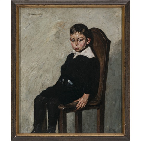 Portrait of a seated boy by Thomas Baumgartner on artnet