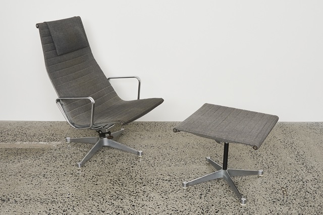 High-Backed Aluminium Group Chair and Foot Stool, designed 1958 by ...