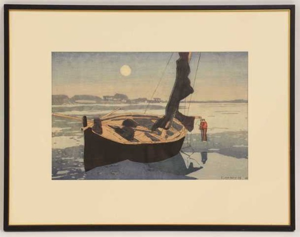 A fishing boat at low tide by Carl Moser on artnet