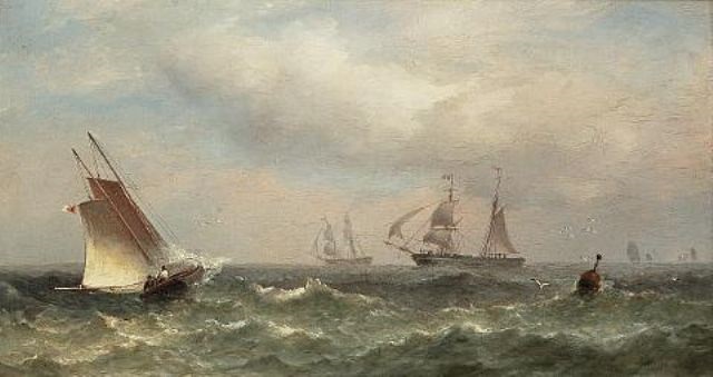 A French brig watching for the approaching pilot cutter by James Harris ...