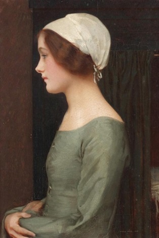 Portrait of a young girl in a blue dress by Harold Speed on artnet