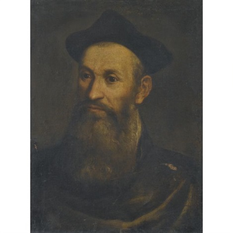 Portrait of Daniele Barbaro, head and shoulders, wearing a black hat by ...