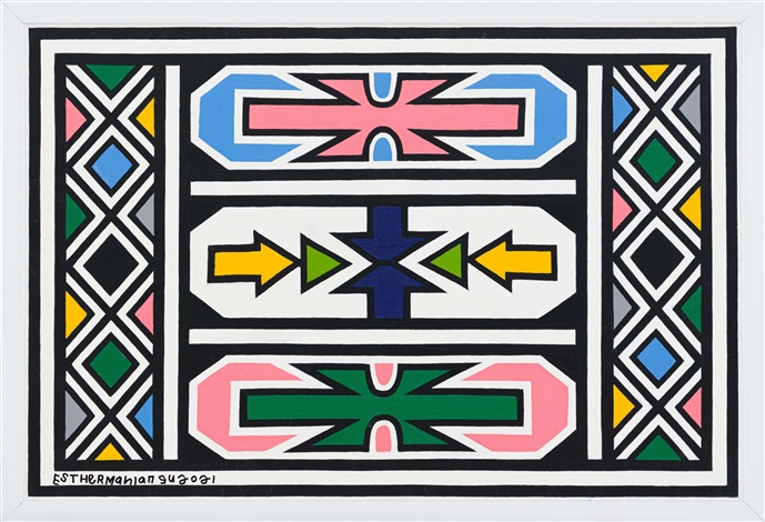 Untitled Ndebele Pattern with Arrows by Esther Mahlangu on artnet