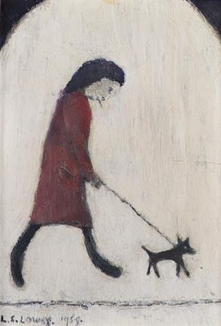 Lady walking a dog by L.S. Lowry on artnet