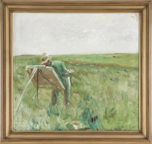 Landscape with a painter at work by Julius Paulsen on artnet