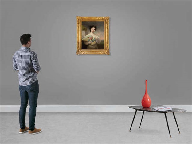 Portrait of a Girl, believed to be Mary Barbara Constable, Holding a ...