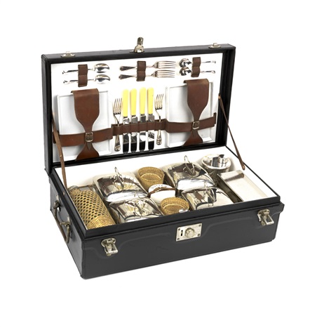 A cased Coracle picnic set for four persons by G W Scott Sons by G.W ...