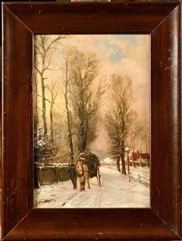Charette dans un paysage de neige by Louis Apol on artnet