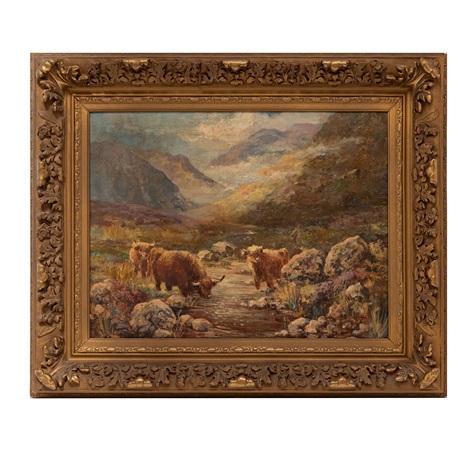 Highland Cattle in a glen.19in. x 24in. Condition Request Condition Report Please contact Fine ...