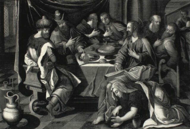 Mary Magdelene Washing The Feet Of Christ In The House Of Simon The Pharisee By Ernst Gotthilf