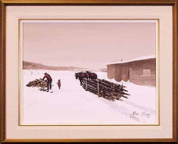 WATCHING FATHER STACK WOOD by Allen Sapp on artnet