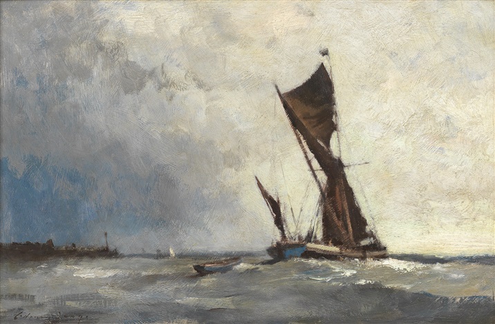 Spritsail barge putting to sea by Edward Seago on artnet