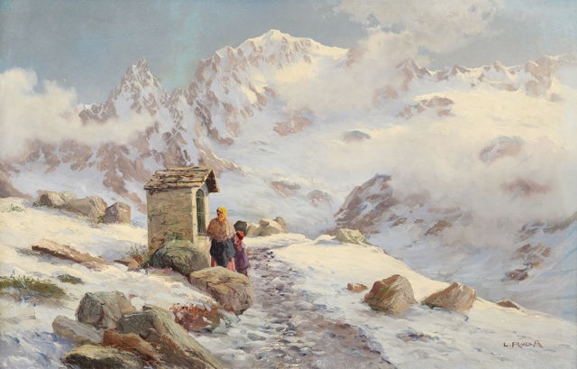 Snowy peak with ancient shrine by Leonardo Roda on artnet