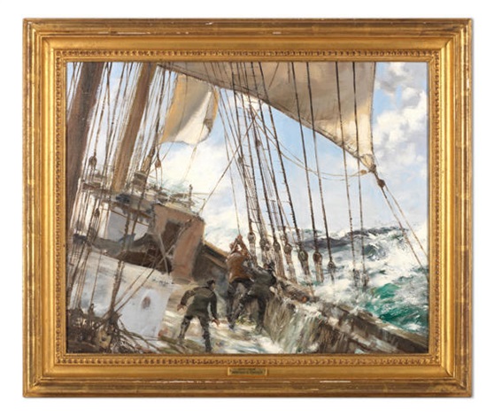 Decks awash - Study for Gale Force Eight by Montague Dawson on artnet