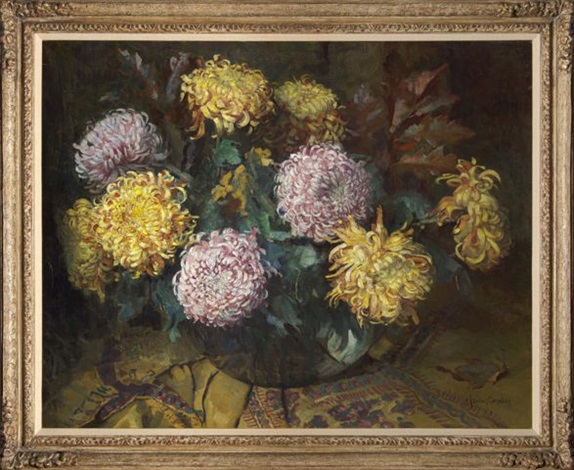 Chrysanthemums in a Glass Vase by Frans David Oerder on artnet