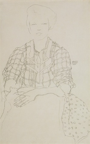 Edith mit karierter Bluse by Egon Schiele on artnet