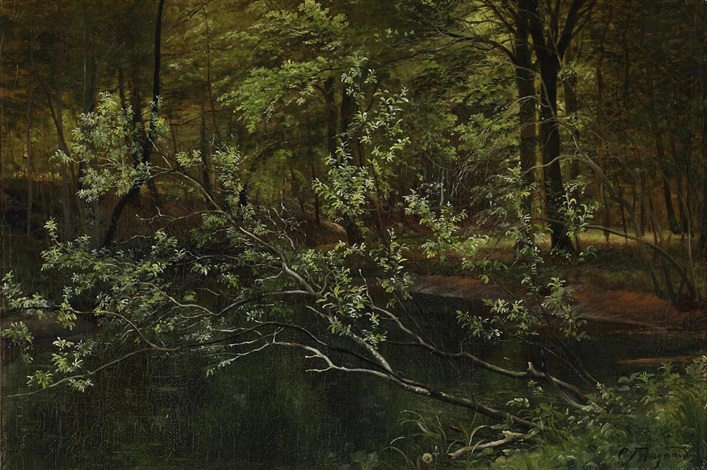 View from a forest lake by Carl Frederik Peder Aagaard on artnet