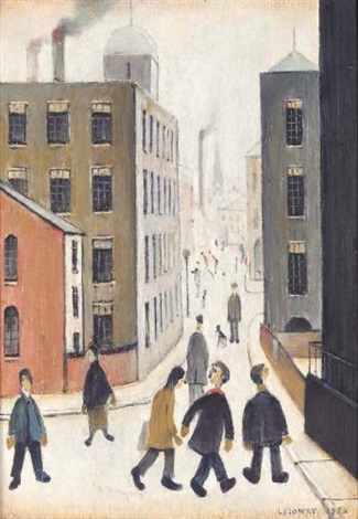 Street scene with figures by L.S. Lowry on artnet