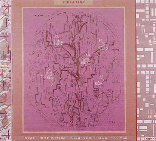 Oval composition with trees and wolves by Michal Na'aman on artnet