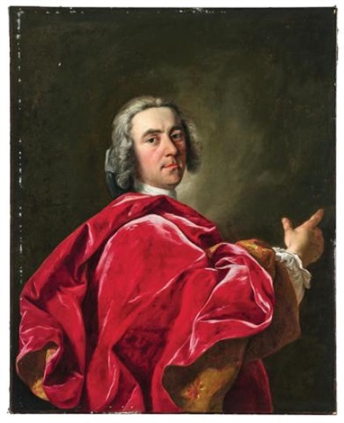 Portrait of a gentleman in a red velvet cloak by Jean-Baptiste van Loo ...