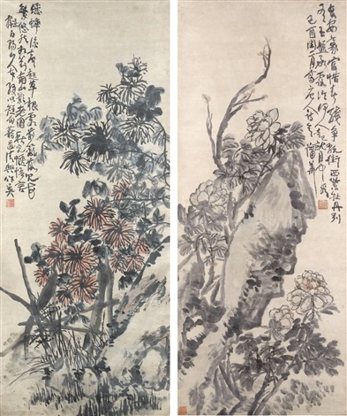 Two paintings of blossoms by Pu Hua on artnet