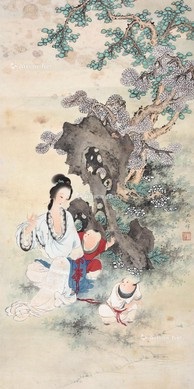 教子图 立轴 by Wang Shuhui on artnet