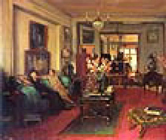 A salon - Lady Cunard and George Moore by John Lavery on artnet