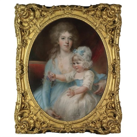 Portrait of Lady Frances Morgan and her daughter Eliza Georgina Morgan ...