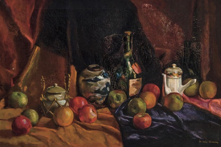 Still Life with Fruit and Teapot by Malvin Gray Johnson on artnet