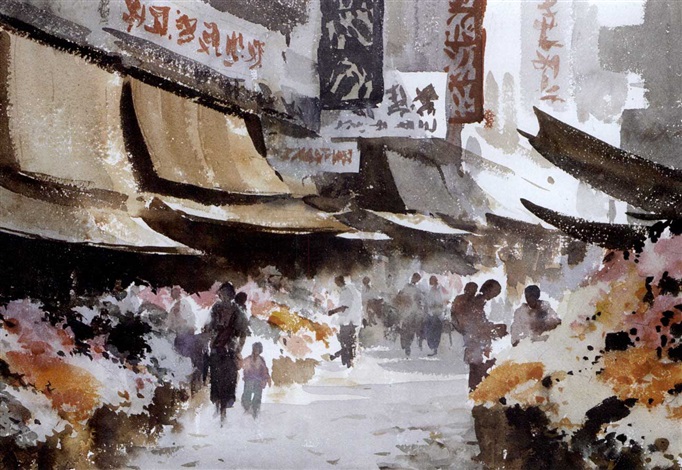 Flower market, Hong Kong by Edward Seago on artnet