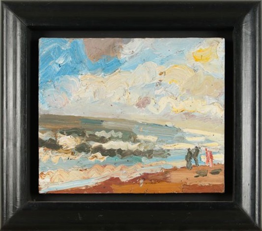 THREE ANGLERS ON WALMER BEACH by George Rowlett on artnet