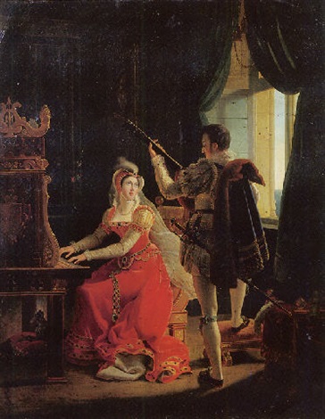 Marie-Stuart faisant de la musique avec David Rizzio by Alfred W ...