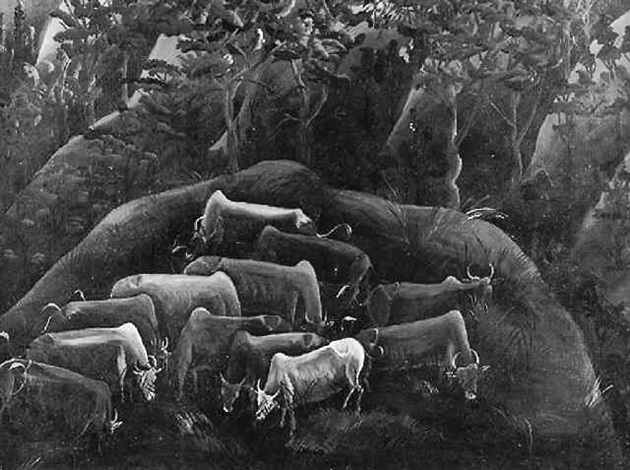 Cattle feeding by Sam J. Ntiro on artnet