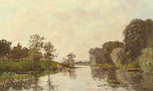 A river landscape, summer by Hippolyte Camille Delpy on artnet