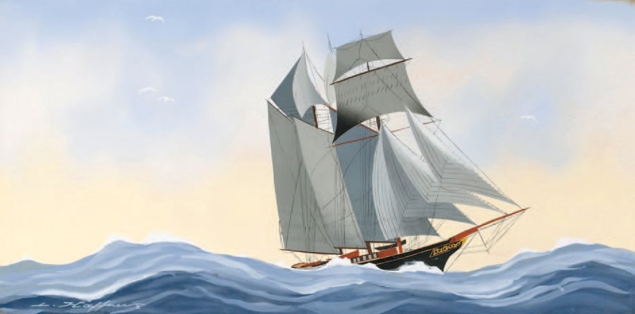 Un trois-mâts par le travers avant by Léon Haffner on artnet