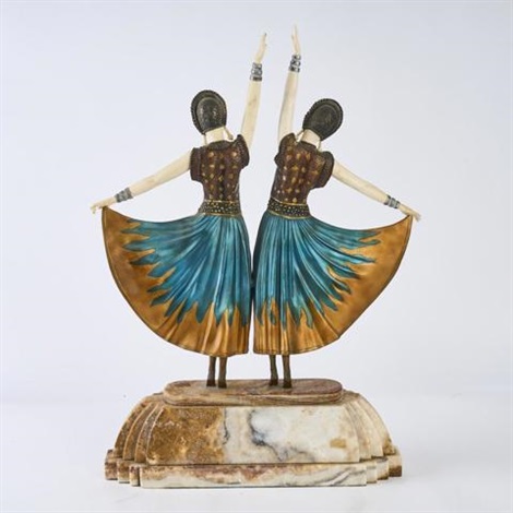 After Demetre Chiparus, The Dolly Sisters Art Deco Sculpture by Demetre ...