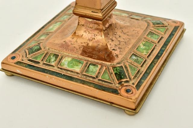 Pair of Tiffany Furnaces Art Deco Candlesticks with Quezal Pulled ...