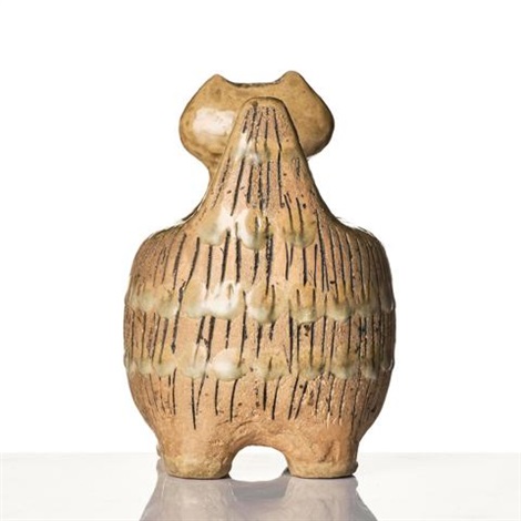 A unique stoneware sculpturemoney box in the form of a cat by Lisa ...