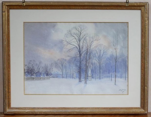 Effet de soir par la neige au Luxembourg by Jean Henri Zuber on artnet
