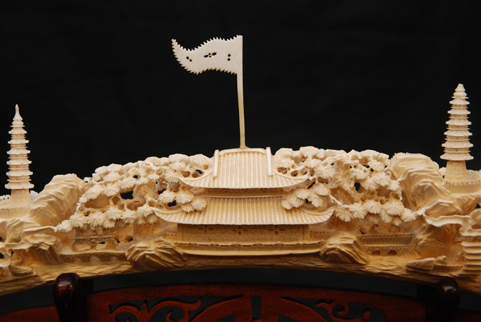 CHINESE CARVED IVORY HORIZONTAL LANDSCAPE TUSK on artnet